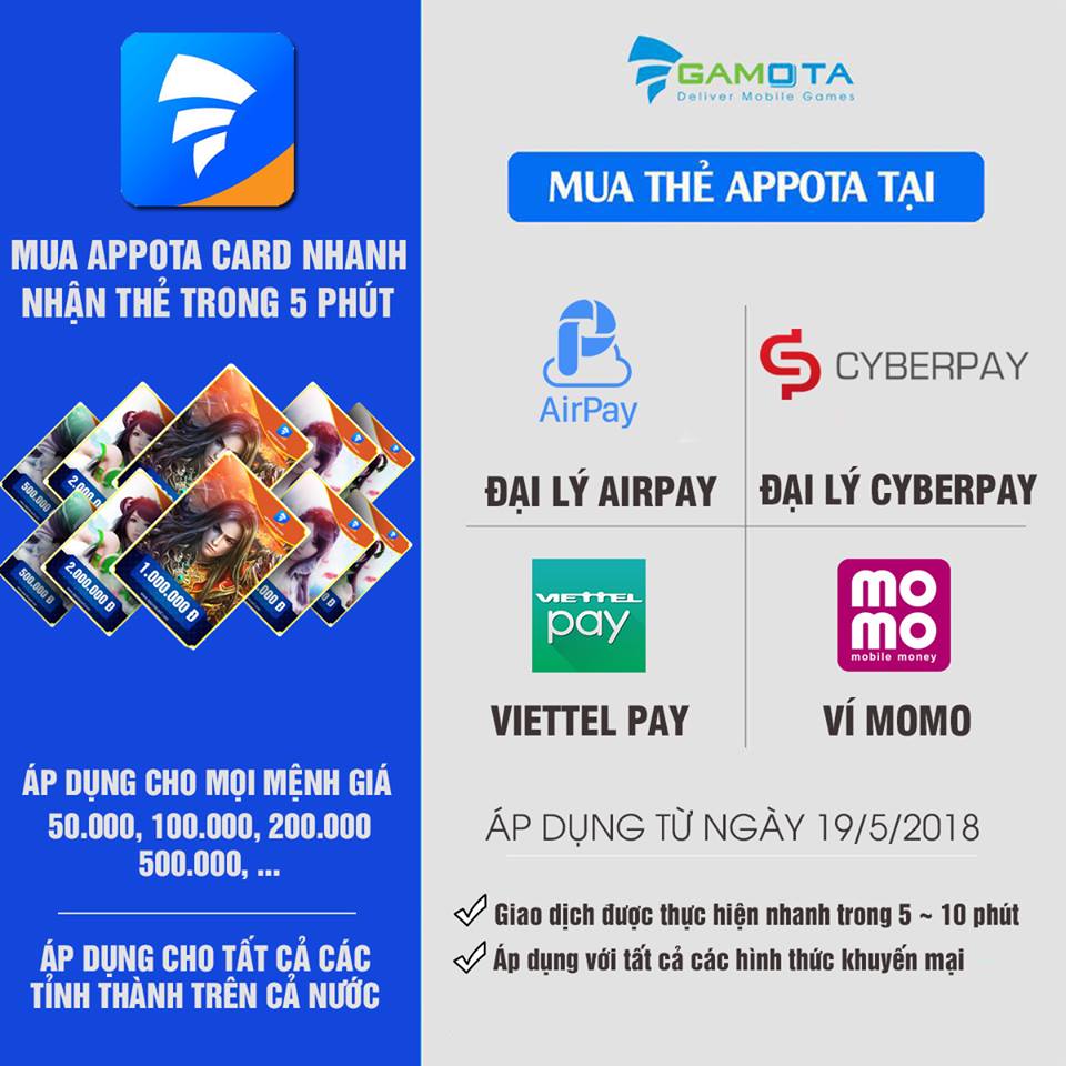 MUA APPOTA CARD NHANH – NHẬN THẺ TRONG 5 PHÚT QUA CÁC ỨNG DỤNG VÍ - Tru ...